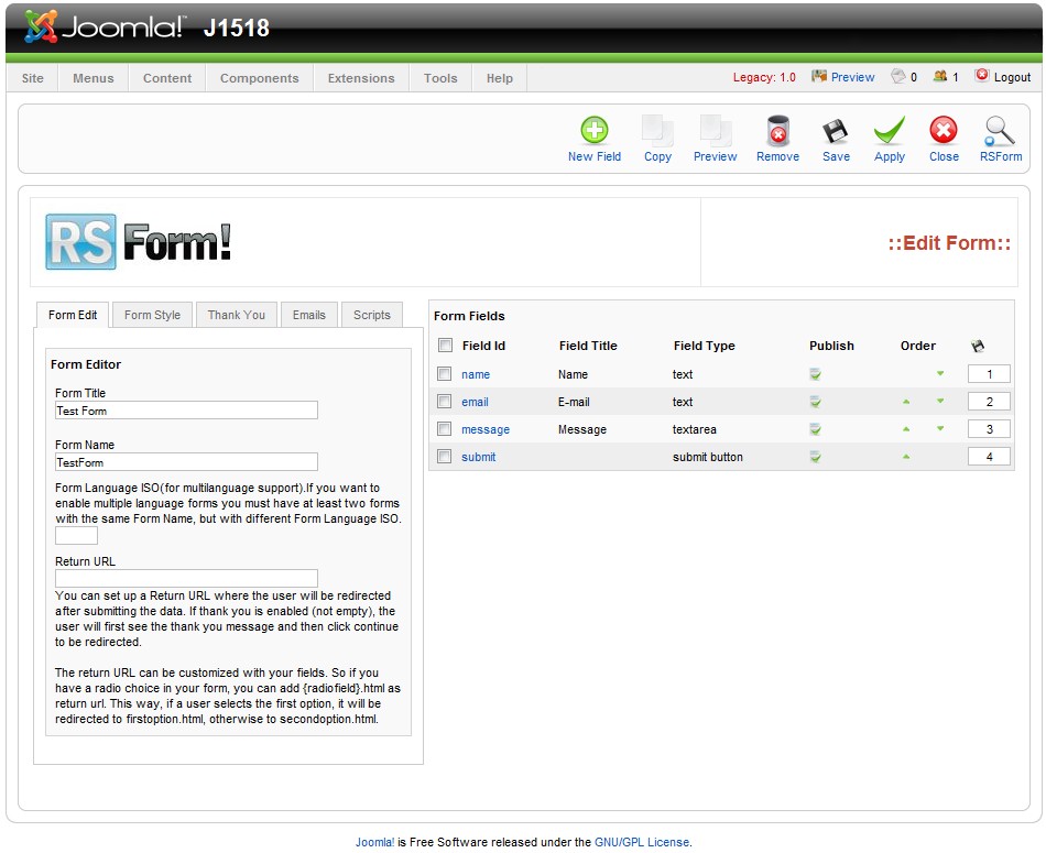 Free Joomla!® Form Builder - RSForm!